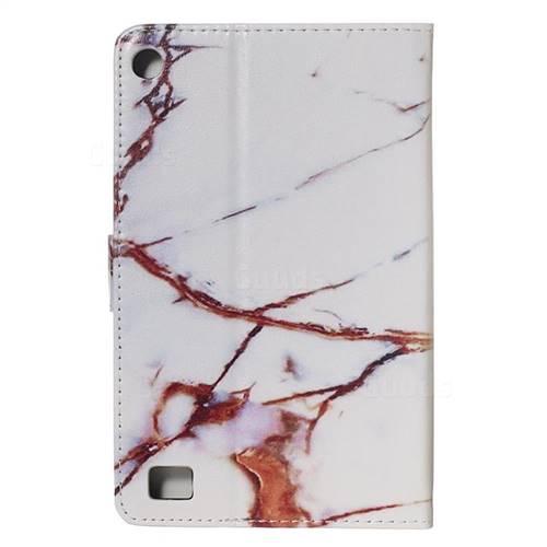 White Gold Marble Smooth Leather Tablet Wallet Case for Amazon Fire 7 ...