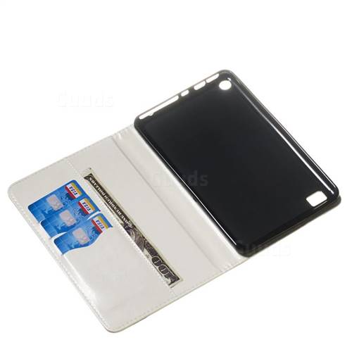 White Gold Marble Smooth Leather Tablet Wallet Case for Amazon Fire 7 ...