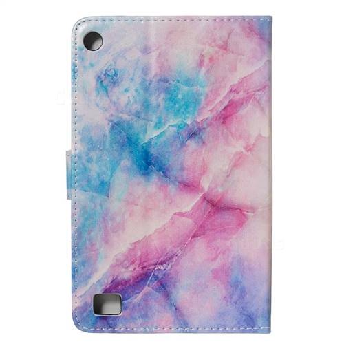 Blue Pink Marble Smooth Leather Tablet Wallet Case for Amazon Fire 7 ...