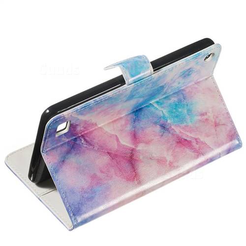 Blue Pink Marble Smooth Leather Tablet Wallet Case for Amazon Fire 7 ...