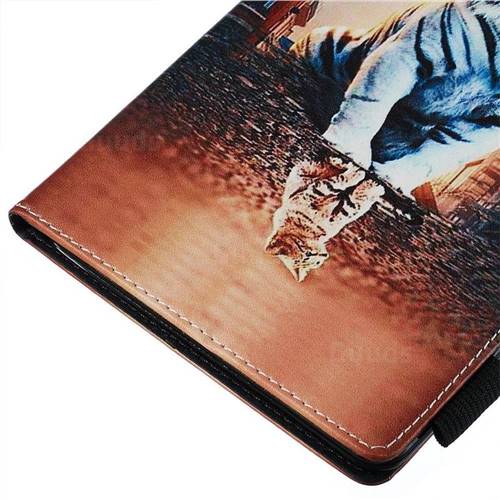 Cat and Tiger Matte Leather Wallet Tablet Case for Amazon Kindle ...