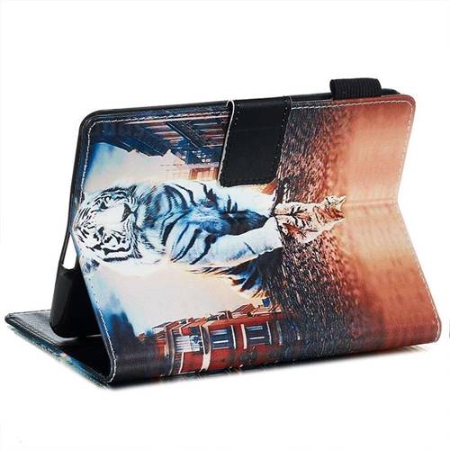 Cat and Tiger Matte Leather Wallet Tablet Case for Amazon Kindle ...