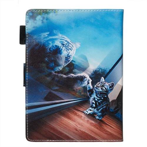 Mirror Cat Matte Leather Wallet Tablet Case for Amazon Kindle ...