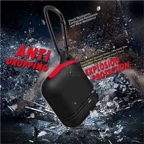 Waterproof Anti-fall Silicone Protective Case for Apple AirPods - Black ...