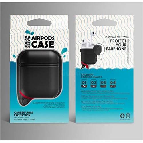 Waterproof Anti-fall Silicone Protective Case for Apple AirPods - Black ...