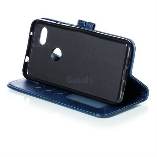 Embossing Happy Cat Leather Wallet Case for Google Pixel 3A XL - Blue ...