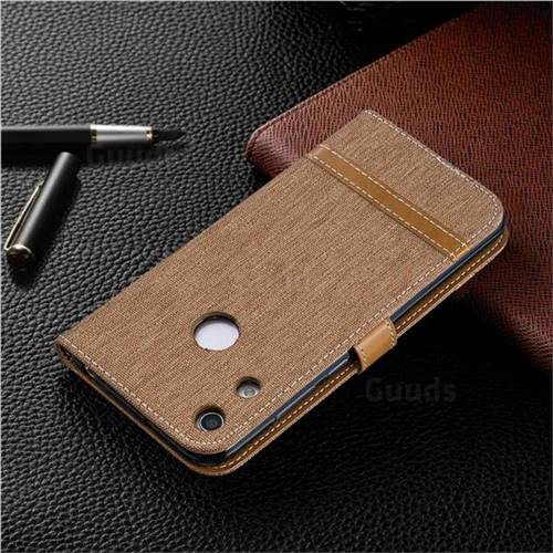 Jeans Cowboy Denim Leather Wallet Case for Huawei Honor 8A - Brown ...