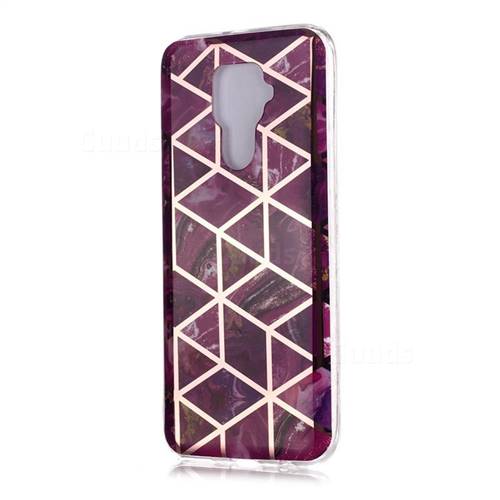Purple Rhombus Galvanized Rose Gold Marble Phone Back Cover for Huawei ...