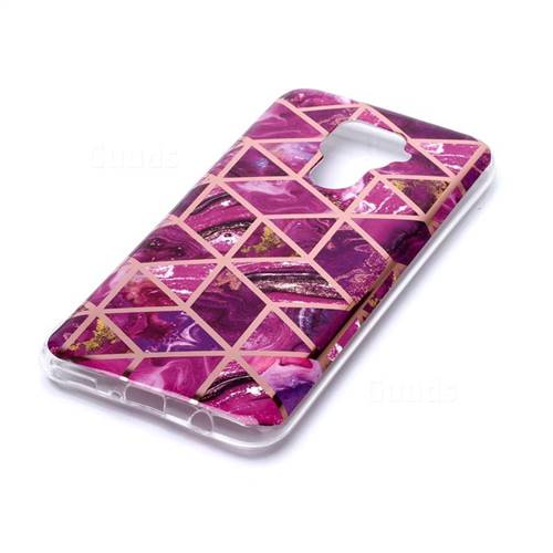 Purple Rhombus Galvanized Rose Gold Marble Phone Back Cover for Huawei ...