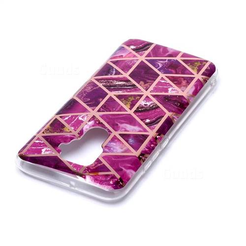 Purple Rhombus Galvanized Rose Gold Marble Phone Back Cover for Huawei ...
