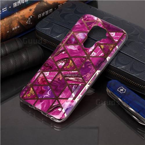 Purple Rhombus Galvanized Rose Gold Marble Phone Back Cover for Huawei ...
