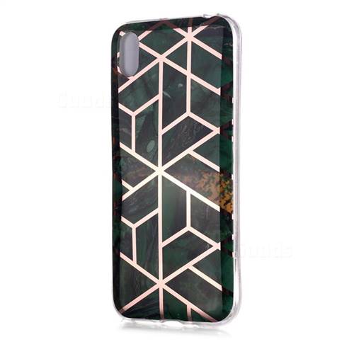 Green Rhombus Galvanized Rose Gold Marble Phone Back Cover for Huawei ...