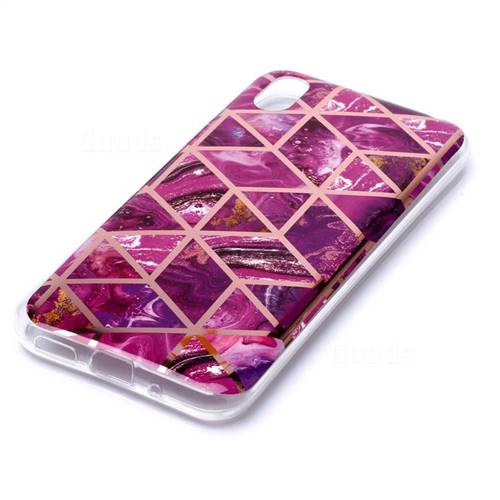 Purple Rhombus Galvanized Rose Gold Marble Phone Back Cover for Huawei ...