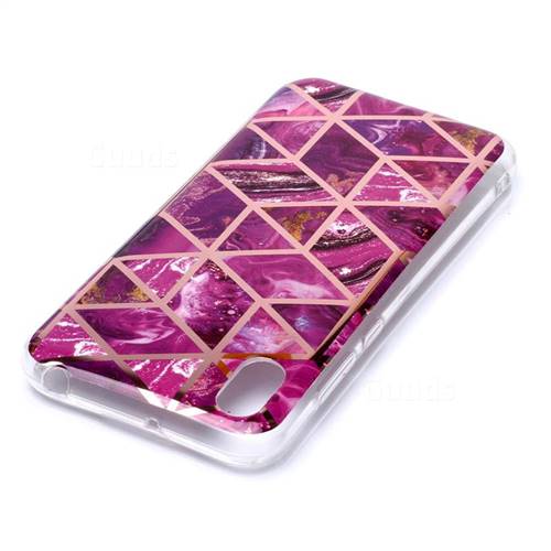 Purple Rhombus Galvanized Rose Gold Marble Phone Back Cover for Huawei ...