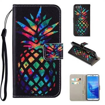 Colorful Pineapple PU Leather Wallet Phone Case Cover for Huawei Y5 ...