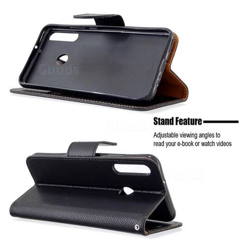 Classic Luxury Litchi Leather Phone Wallet Case for Huawei Y7p - Black ...