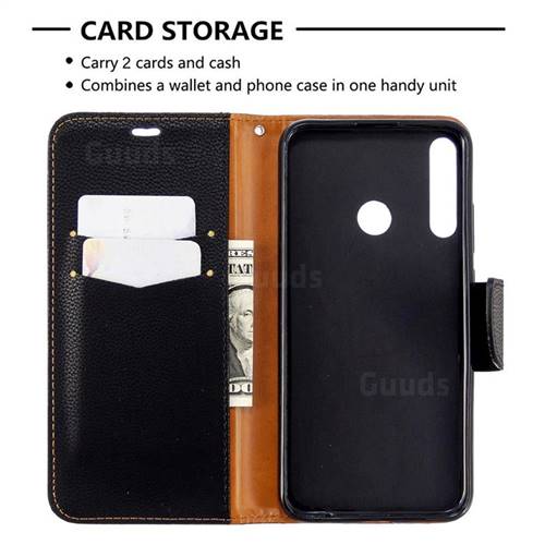Classic Luxury Litchi Leather Phone Wallet Case for Huawei Y7p - Black ...
