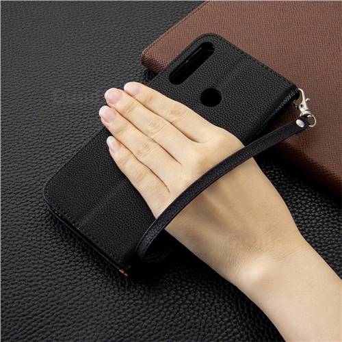 Classic Luxury Litchi Leather Phone Wallet Case for Huawei Y7p - Black ...