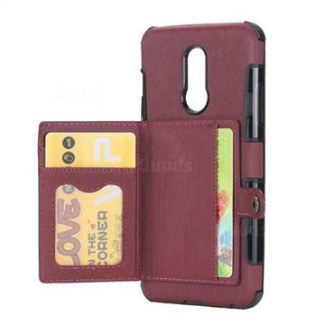 Brush Multi-function Leather Phone Case for LG Stylo 5 - Wine Red - LG ...