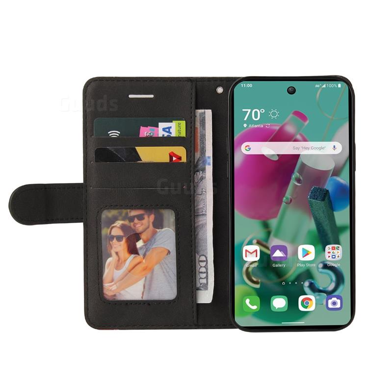 Luxury Two-color Stitching Leather Wallet Case Cover for LG K92 5G ...