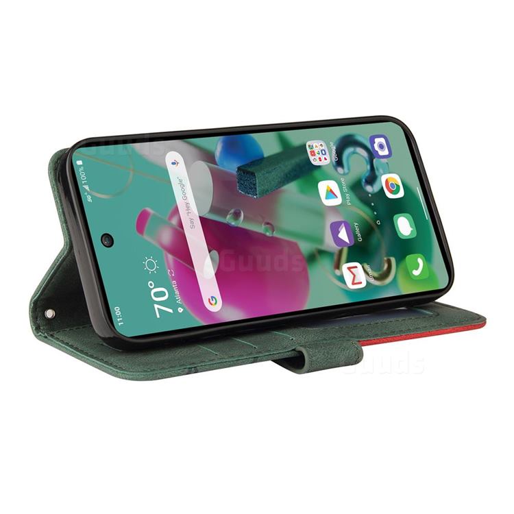 Luxury Two-color Stitching Leather Wallet Case Cover for LG K92 5G ...