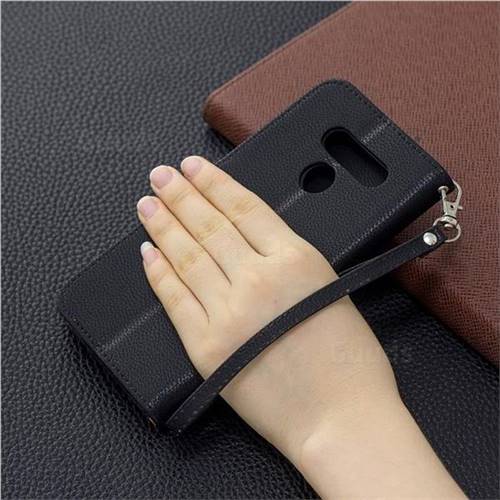 Classic Luxury Litchi Leather Phone Wallet Case for LG Q60 - Black - LG ...