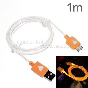 LED Glow Micro USB 3.0 Data Cable for Samsung Galaxy S5 / Galaxy Note 3 ...