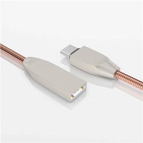 1m Metal D Sharp Zinc Alloy Spring Type-C Data Charging Cable USB C to ...