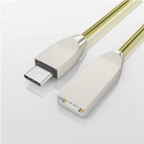 1m Metal D Sharp Zinc Alloy Spring Type-C Data Charging Cable USB C to ...