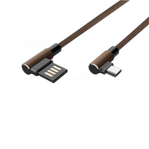 90 Degree Angle Metal Micro USB Data Charging Cable - 1m / Brown ...