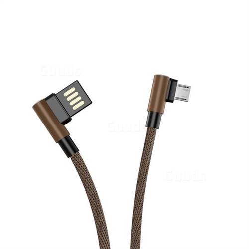 90 Degree Angle Metal Micro USB Data Charging Cable - 1m / Brown ...