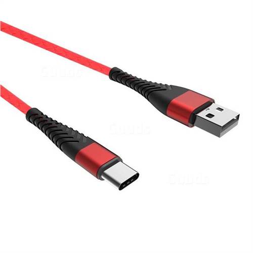 Fish Bone Line 100cm 3.0A Fast Soft Type-C Data Charging Cable - Red ...