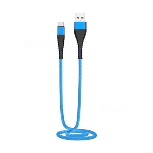 Fish Bone Line 100cm 3.0A Fast Soft Type-C Data Charging Cable - Blue ...
