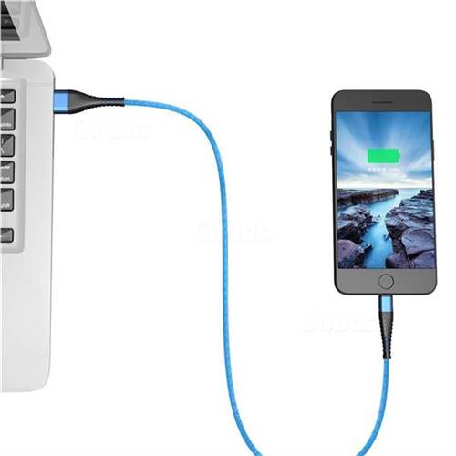 Fish Bone Line Soft 100cm 3.0A Fast 8 Pin Data Charging Cable - Blue ...