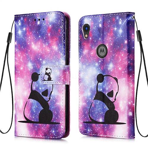 Panda Baby Matte Leather Wallet Phone Case for Motorola Moto E6 ...