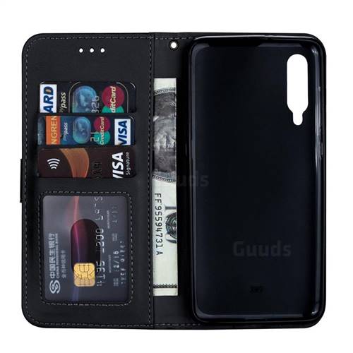 Retro Calfskin Zipper Leather Wallet Case Cover for Xiaomi Mi 9 - Black ...