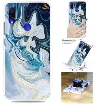 Blue Gold Line Marble Pop Stand Holder Varnish Phone Cover for Xiaomi ...