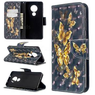 Silver Golden Butterfly 3D Painted Leather Wallet Phone Case for Nokia ...
