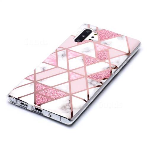 Pink Rhombus Galvanized Rose Gold Marble Phone Back Cover for Samsung ...