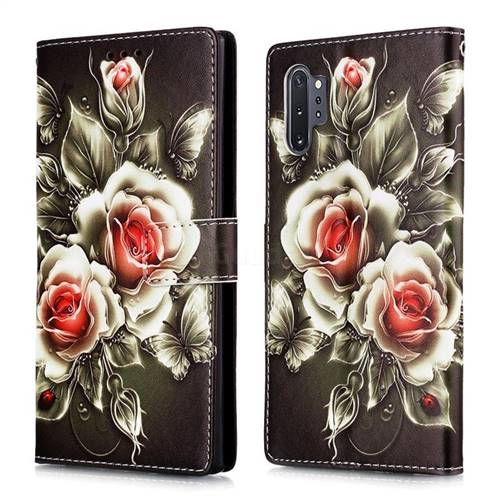 Black Rose Matte Leather Wallet Phone Case for Samsung Galaxy Note 10 ...