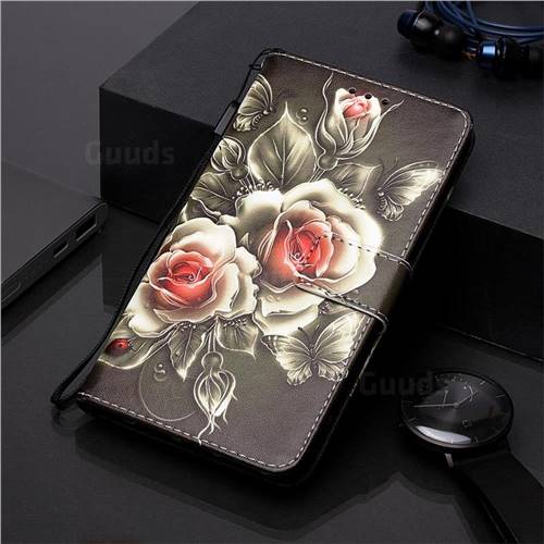 Black Rose Matte Leather Wallet Phone Case for Samsung Galaxy Note 10 ...