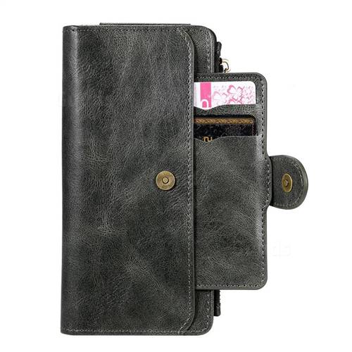 Retro Multifunction Zipper Magnetic Separable Leather Phone Case Cover ...
