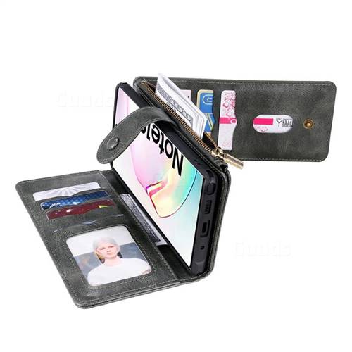 Retro Multifunction Zipper Magnetic Separable Leather Phone Case Cover ...