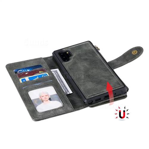 Retro Multifunction Zipper Magnetic Separable Leather Phone Case Cover ...