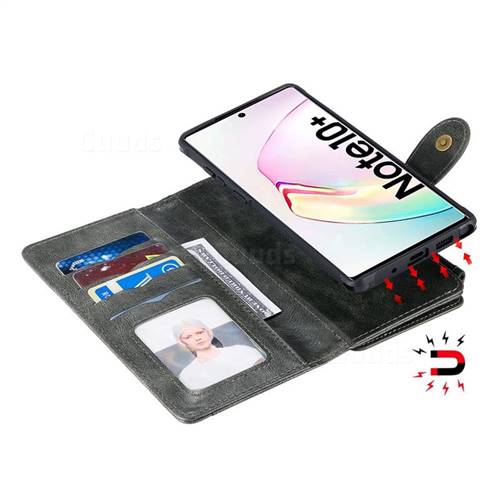 Retro Multifunction Zipper Magnetic Separable Leather Phone Case Cover ...