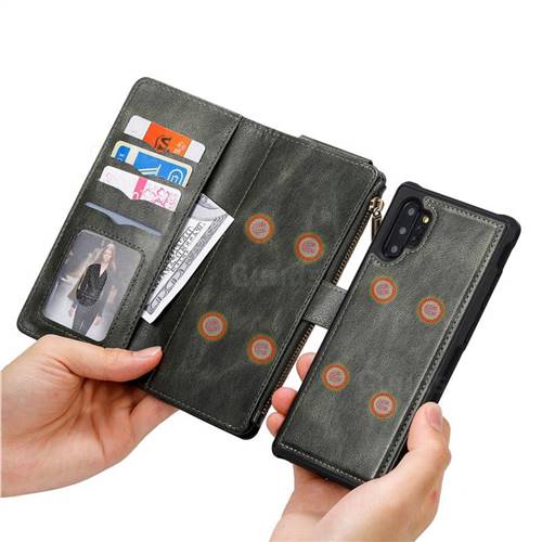 Retro Multifunction Zipper Magnetic Separable Leather Phone Case Cover ...