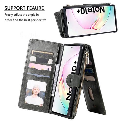 Retro Multifunction Zipper Magnetic Separable Leather Phone Case Cover ...