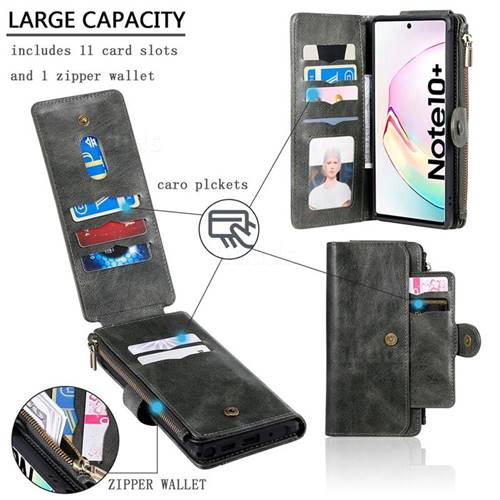 Retro Multifunction Zipper Magnetic Separable Leather Phone Case Cover ...