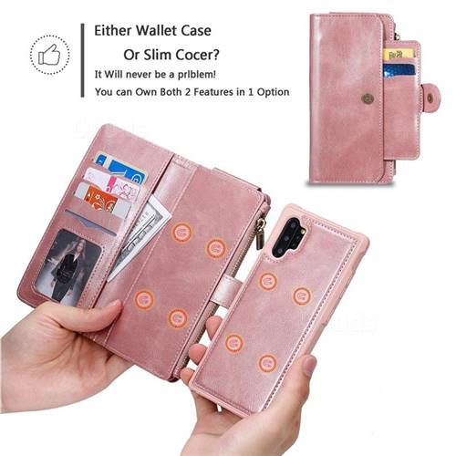 Retro Multifunction Zipper Magnetic Separable Leather Phone Case Cover ...