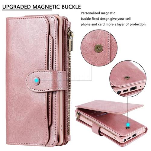 Retro Multifunction Zipper Magnetic Separable Leather Phone Case Cover ...